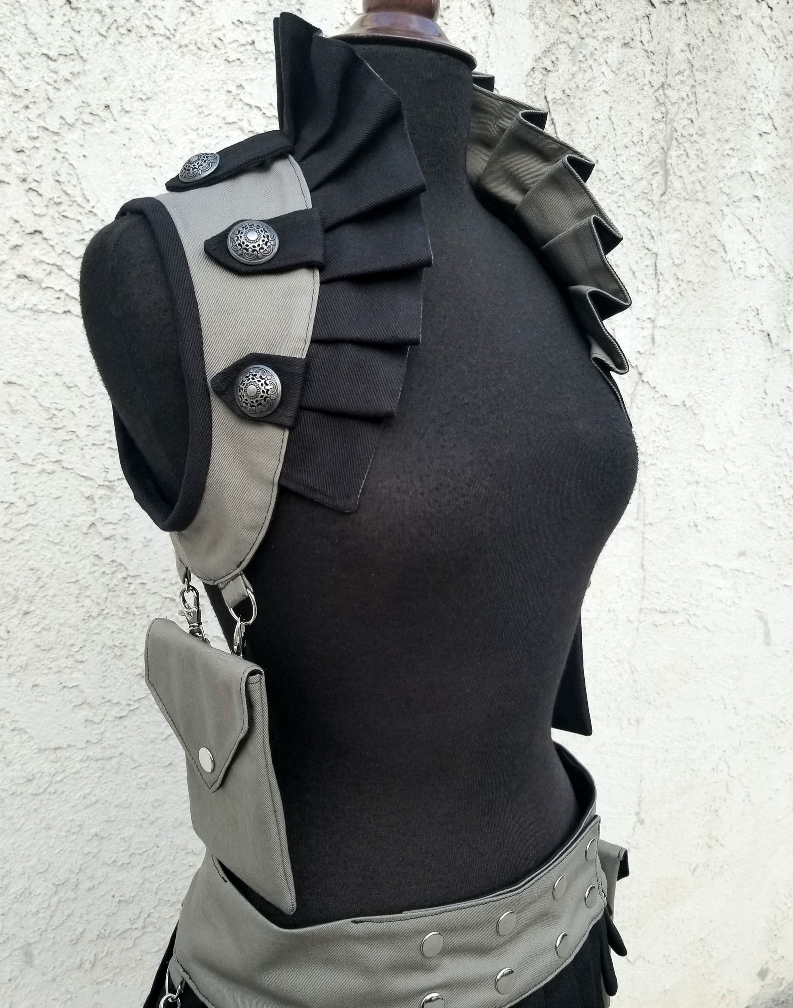 Women's Grey & Black Steampunk Shoulder Holster and - Etsy