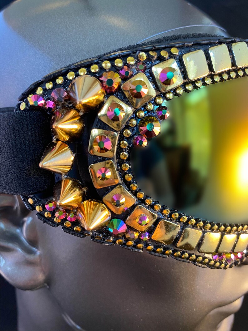 Playa Goggles Shiny Gold Disco Ball Rhinestone Goggles - Etsy