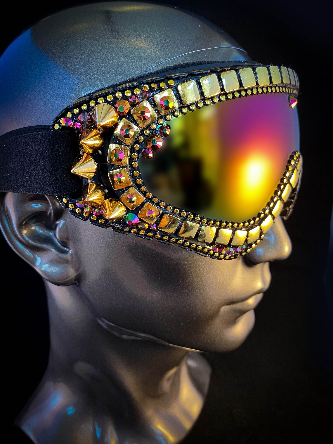 Playa Goggles Shiny Gold Disco Ball Rhinestone Goggles - Etsy