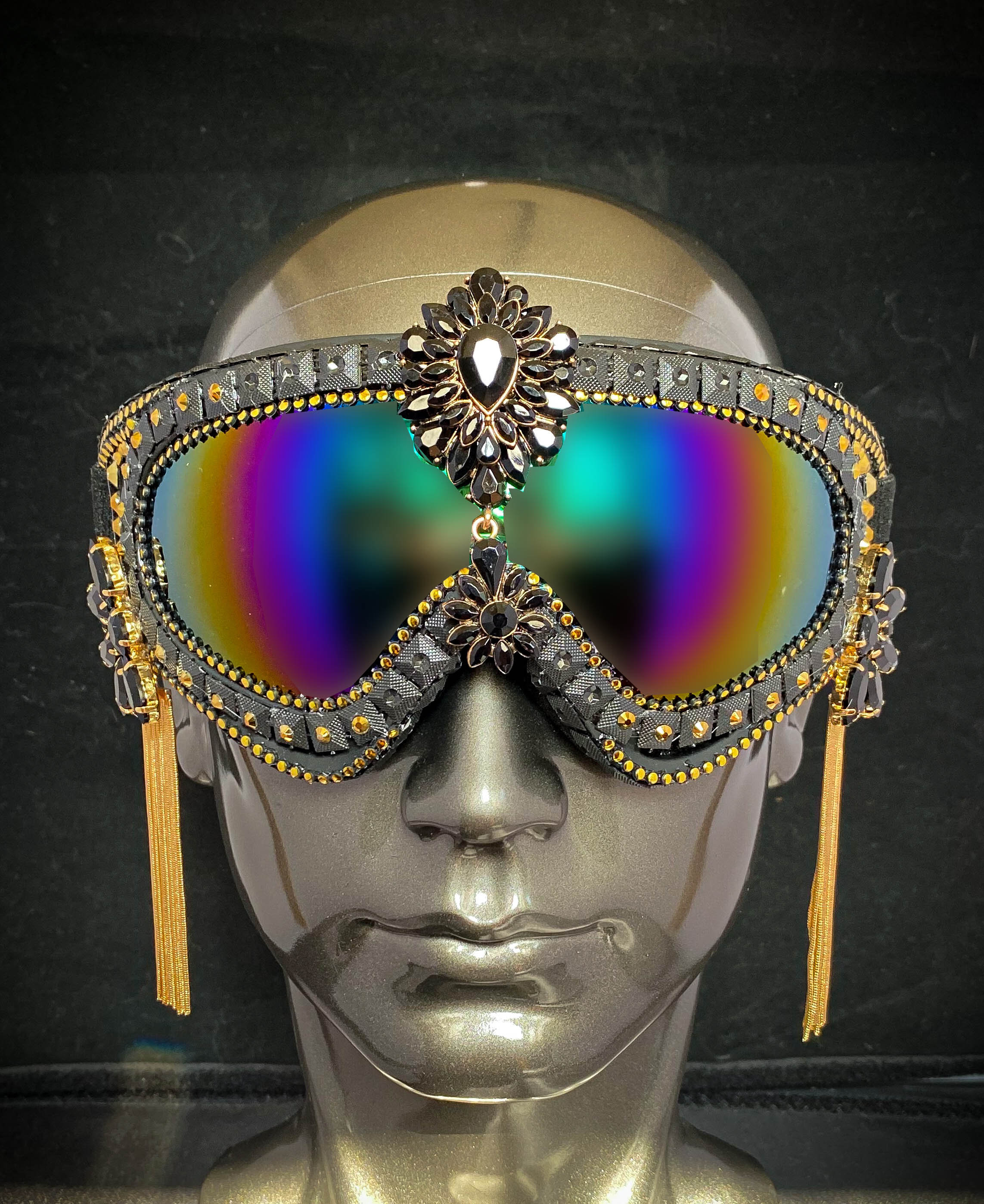 Playa Goggles Black Gold Dust Goggles Rhinestone Goggles - Etsy