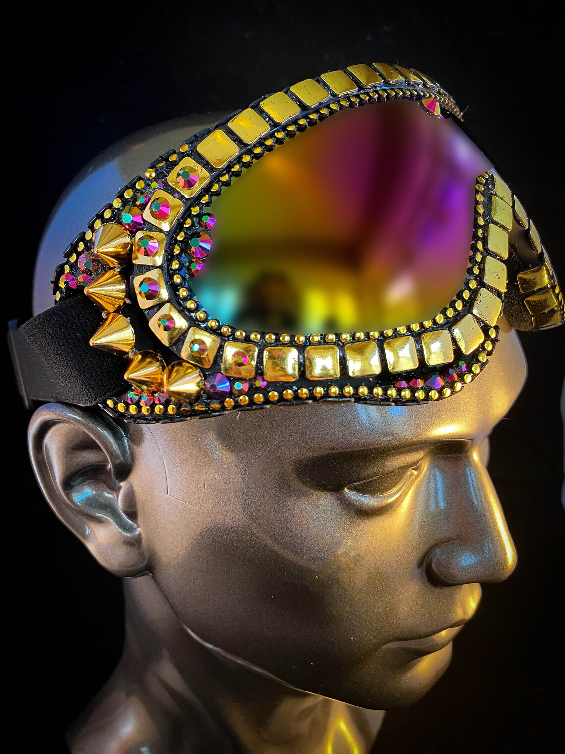 Playa Goggles Shiny Gold Disco Ball Rhinestone Goggles - Etsy