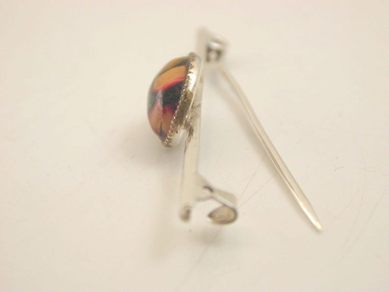 Vintage 1970s Silver and Heather Gem Bar Brooch 39.1mm. 1.6 Grams ...
