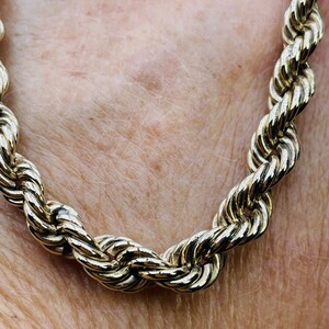 Vintage 1983 9ct Gold Graduated Twisted Rope Chain 18" Long 4-7mm Wide ...