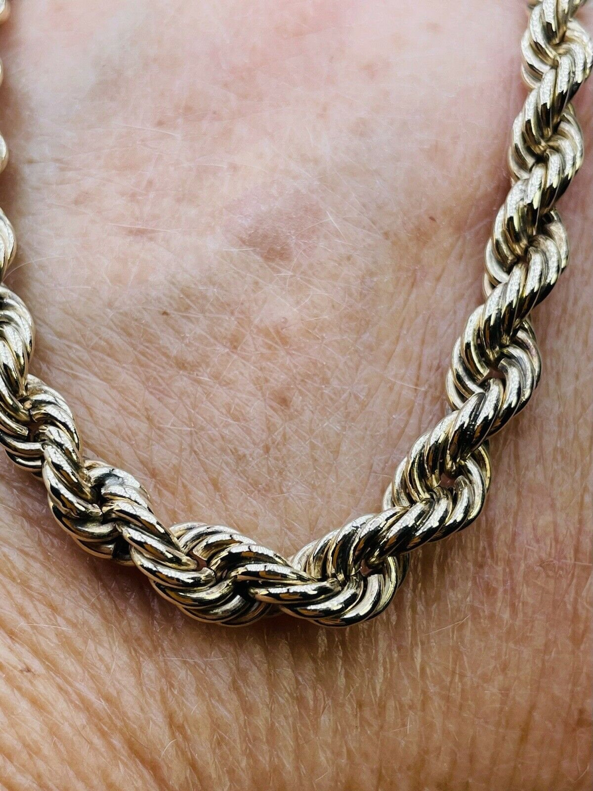 Vintage 1983 9ct Gold Graduated Twisted Rope Chain 18" Long 4-7mm Wide ...