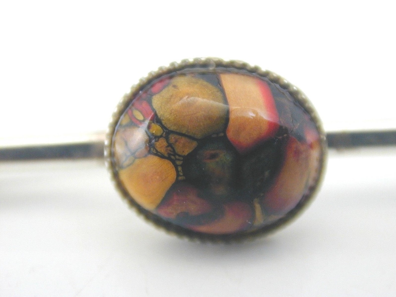 Vintage 1970s Silver and Heather Gem Bar Brooch 39.1mm. 1.6 Grams ...