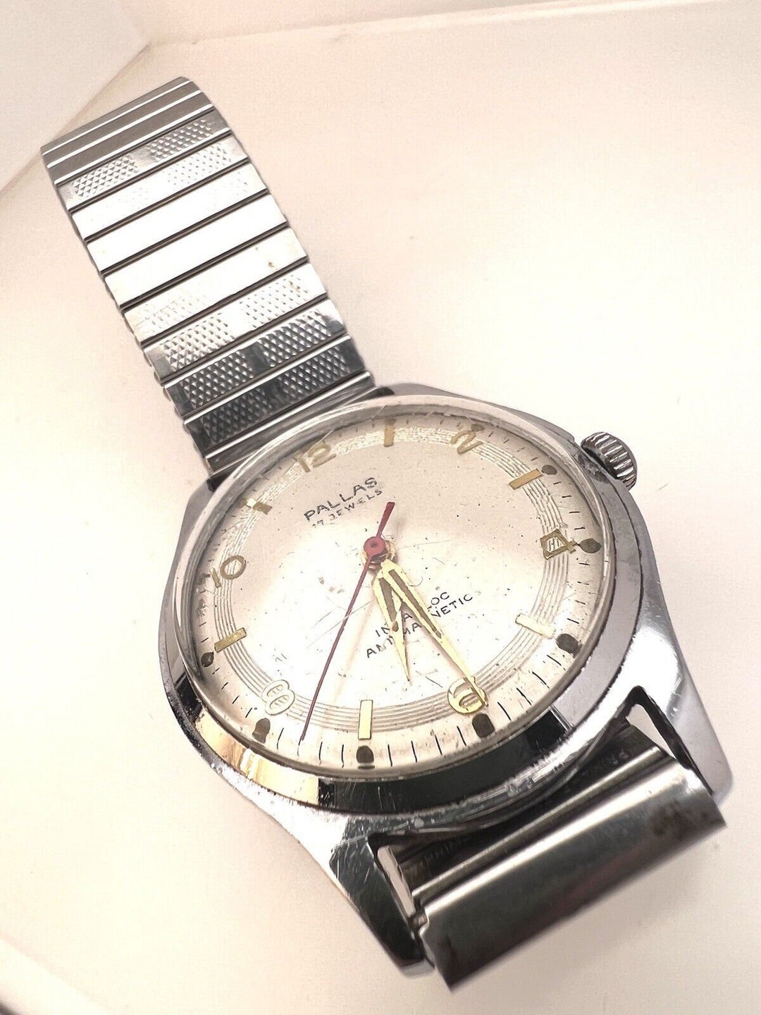 Vintage Pallas Incabloc Antimagnetic Stainless Steel Wrist Watch ...