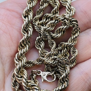 Vintage 1983 9ct Gold Graduated Twisted Rope Chain 18" Long 4-7mm Wide ...