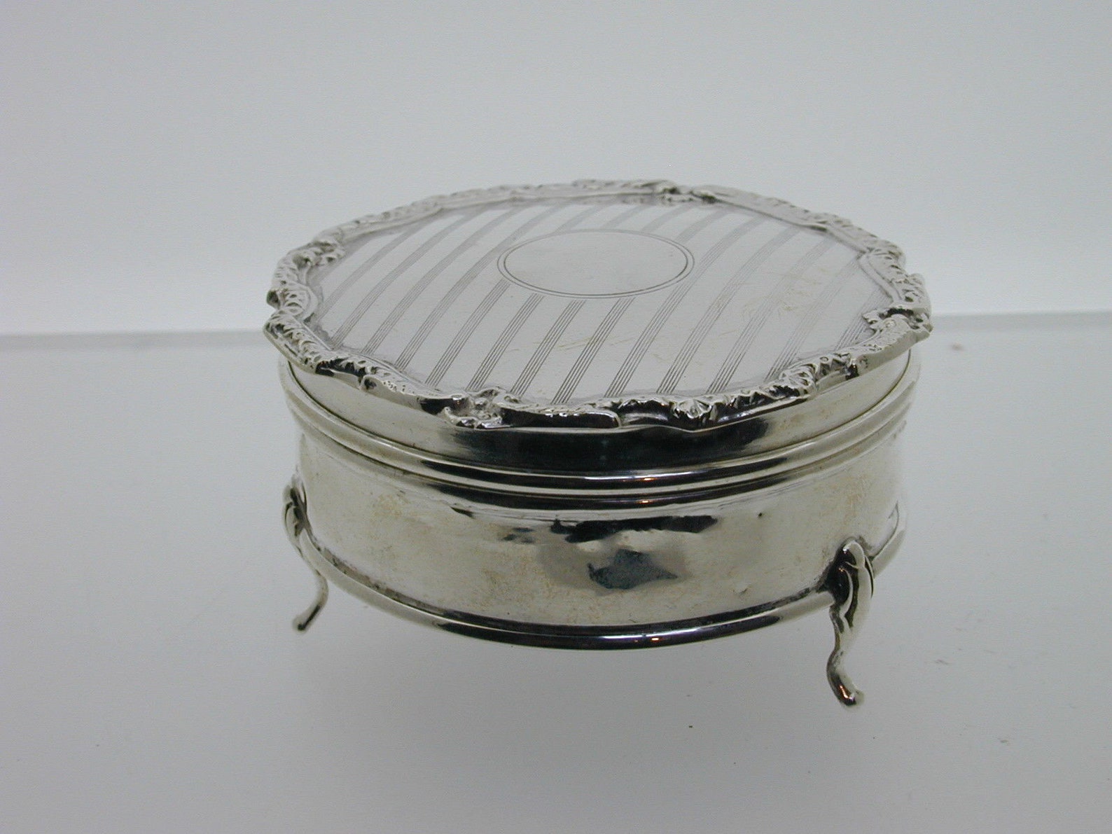 Vintage Silver Dressing Table Jewellery Box 3 Leg Blue Fabric - Etsy