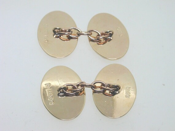 Vintage 9 carat gold chain cufflinks 1966 diamond pat… - Gem