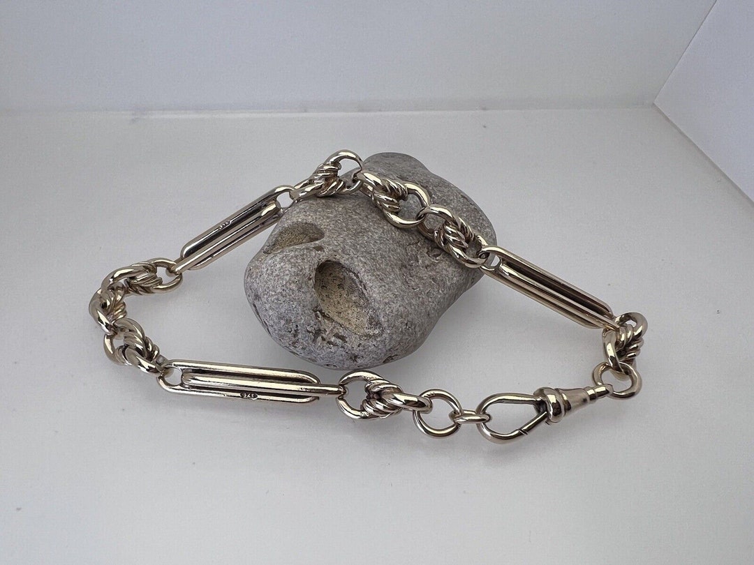 Antique 9ct Gold Double Fetter Byzantine Chain Heavy Solid Bracelet 9 1 ...