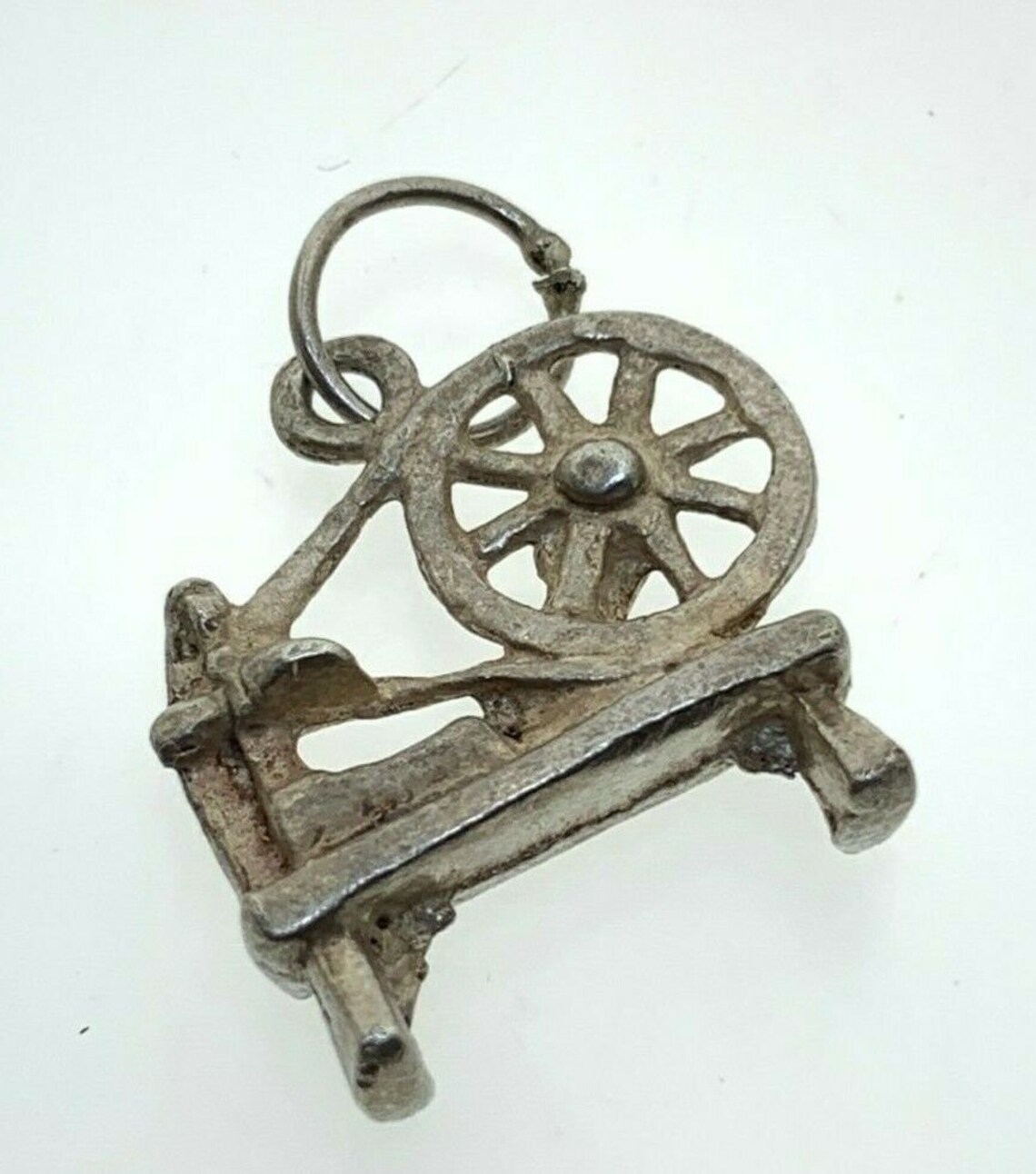 Silver Vintage Spinning Wheel Charm 2.42g Traditional Charm - Etsy