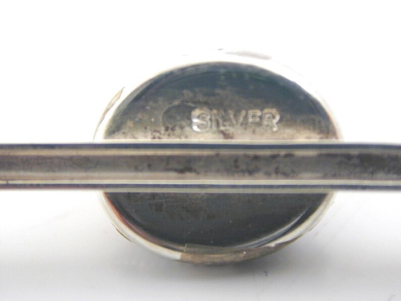 Vintage 1970s Silver and Heather Gem Bar Brooch 39.1mm. 1.6 Grams ...