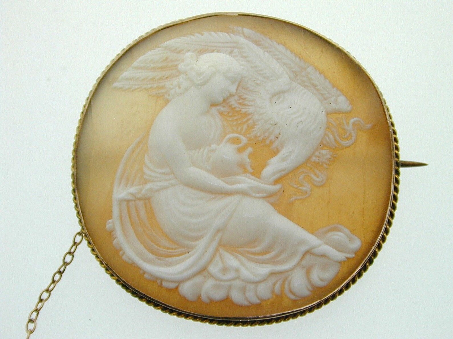 Antique Hebe the Goddess of Youth and the Eagle of Justice Shell Cameo ...