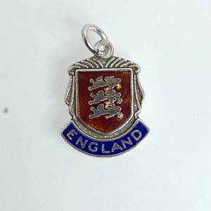 Vintage Silver 'ENGLAND' Shield Tourist Charm 1.4g 11.1x12.4mm Enamel 3 ...