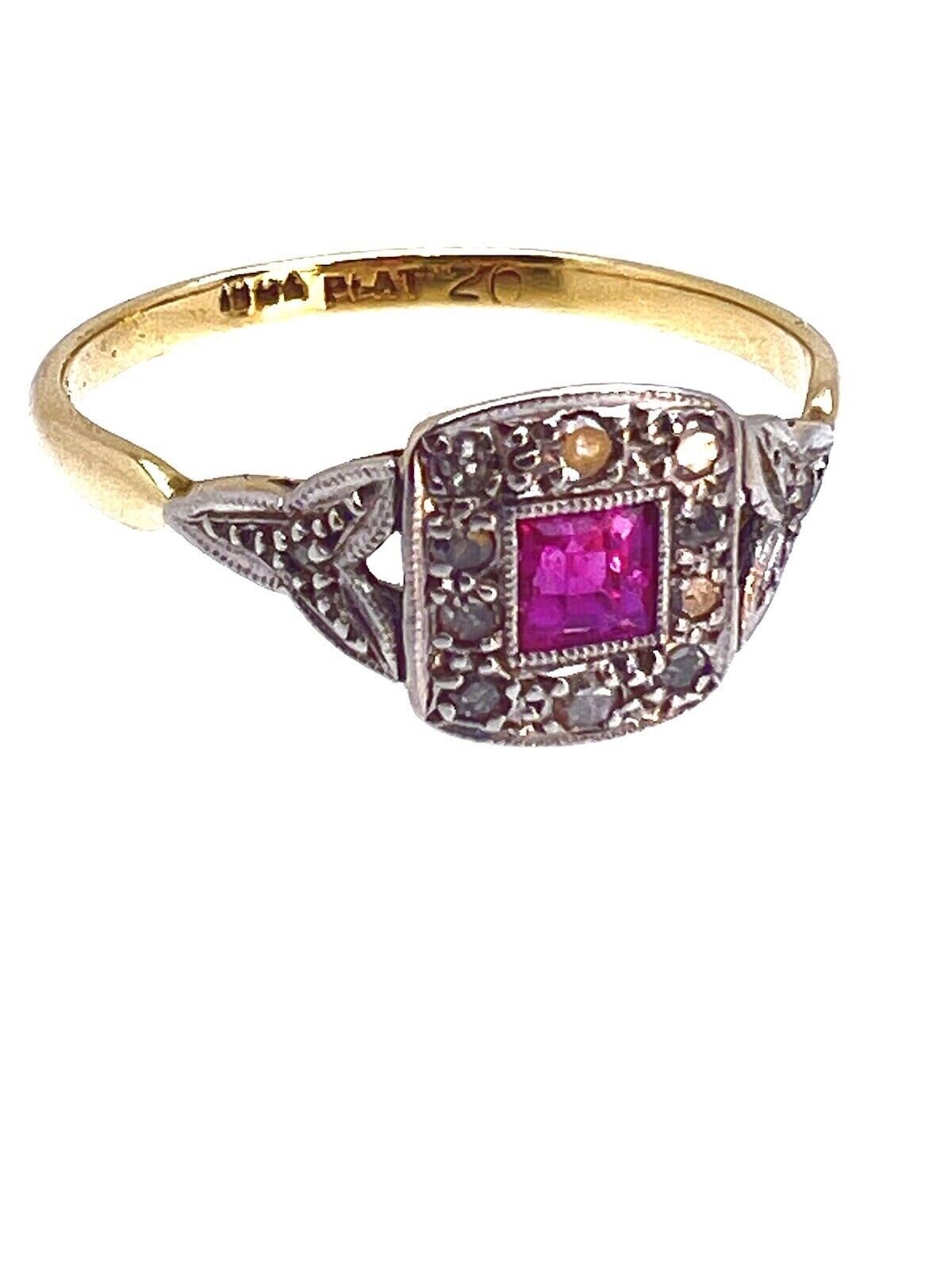 Art Deco Ruby Diamant Quadratkopf Super 18 Karat Gelbgold Platin GroBe O 2g Etsy