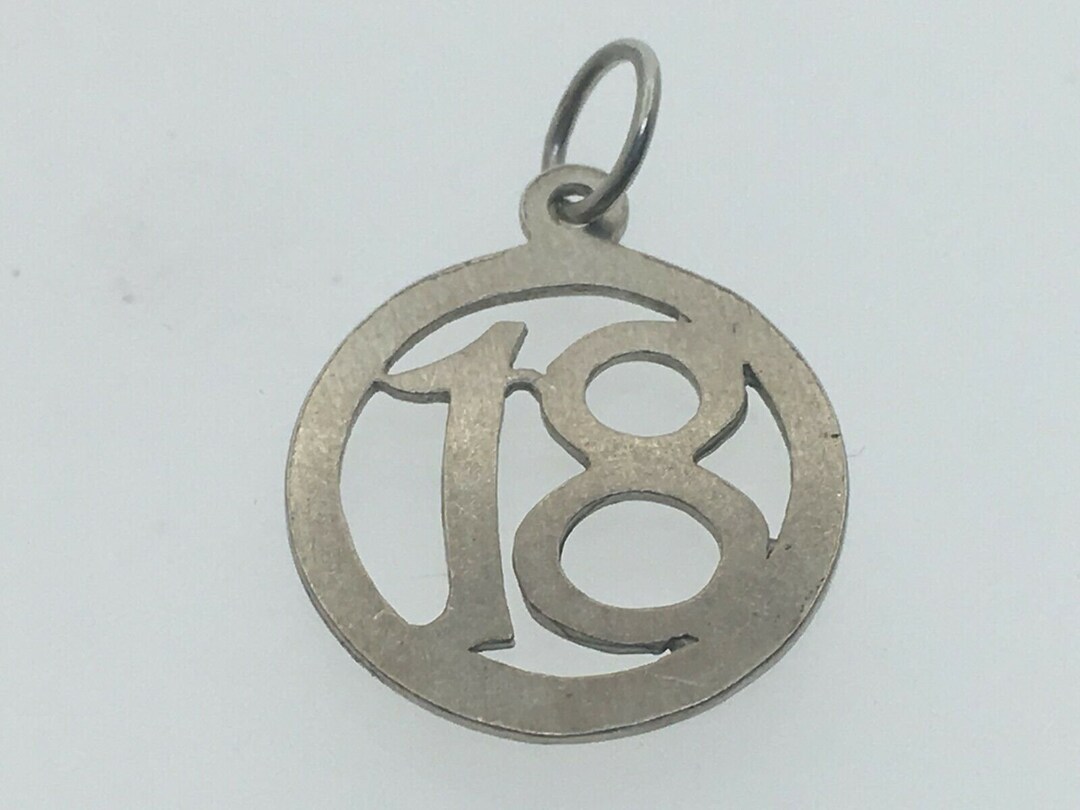 Vintage Silver Number 18 Charm 18th Birthday 17mm Diameter 1.3 Grams ...