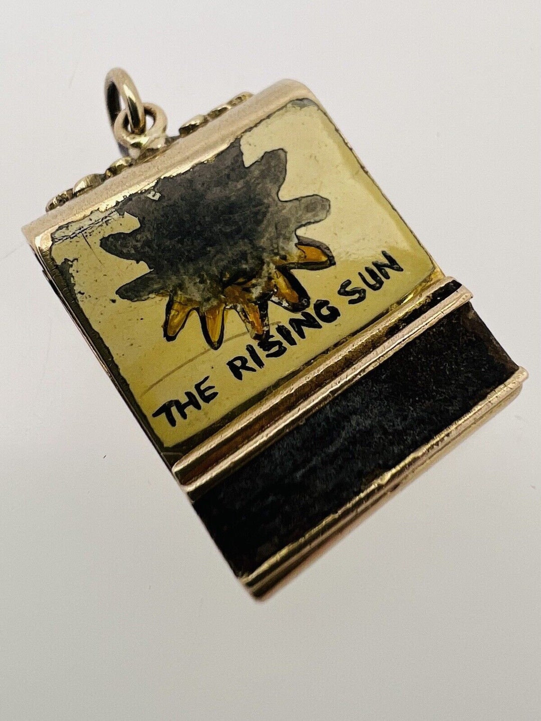 Vintage 9ct Yellow Gold Rare Unusual Hinged Matchbook Charm THE RISING ...