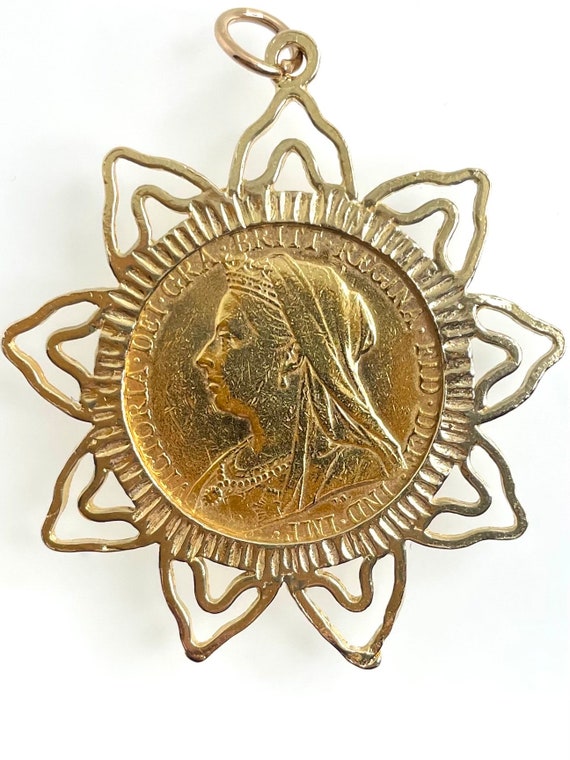 1894 22ct Full Sovereign Queen Victoria in Sunflower 1975 9ct Gold Pendant Mount Etsy