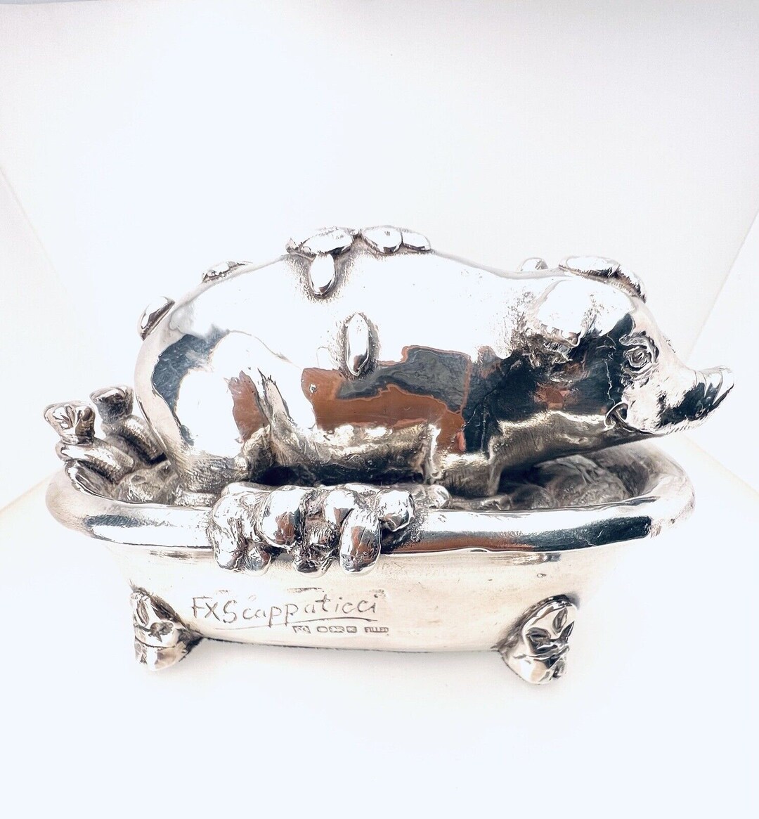 Vintage 1997 Hallmark Sterling Silver Filled FX Scappaticci Pig in ...