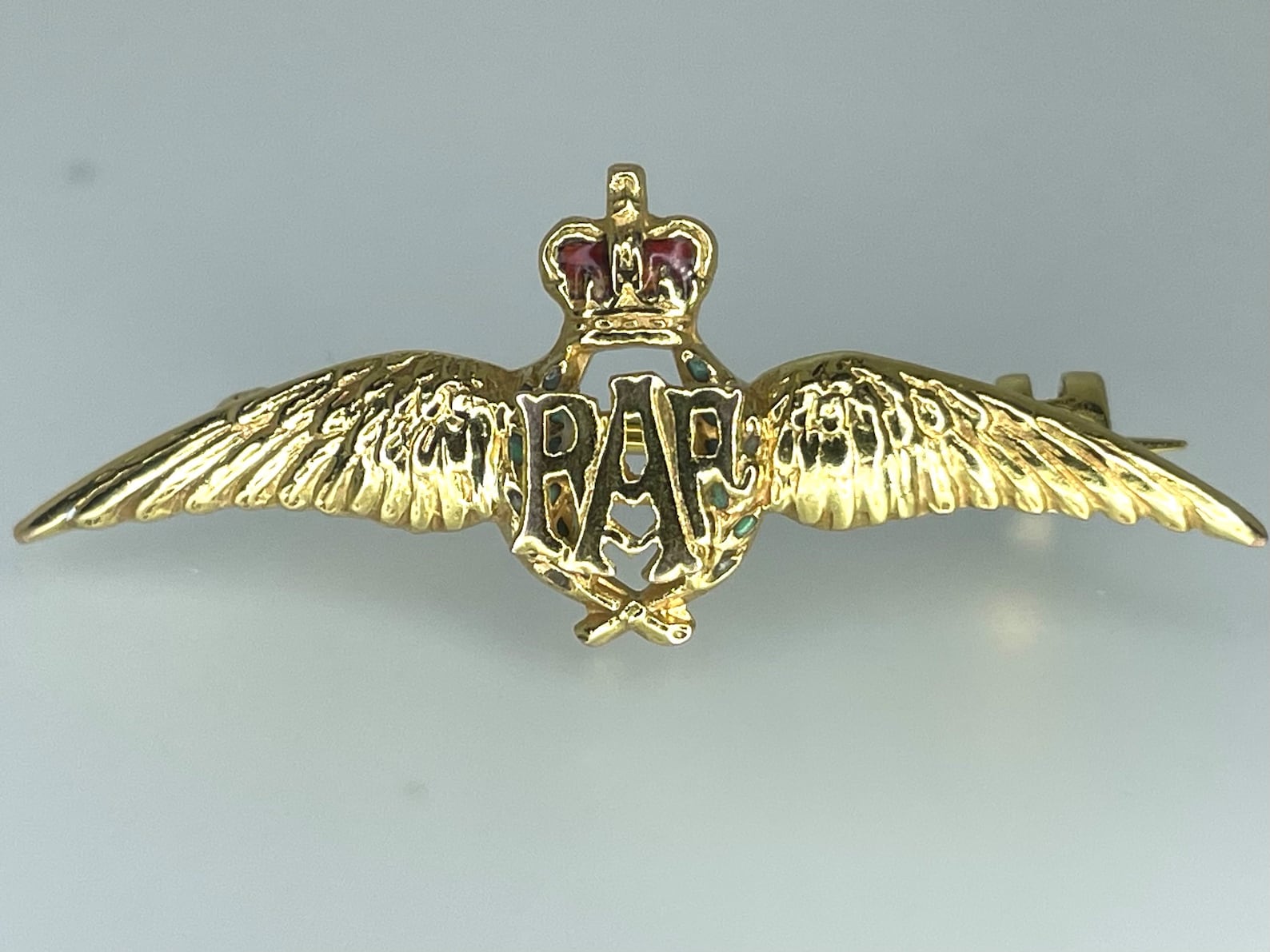 Vintage 9ct Yellow Gold RAF Royal Air Force Wings Pin Brooch 32.6x12 ...