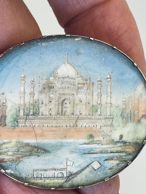 18ct Gold Antique Taj Mahal Miniature Painting Grand … - Gem