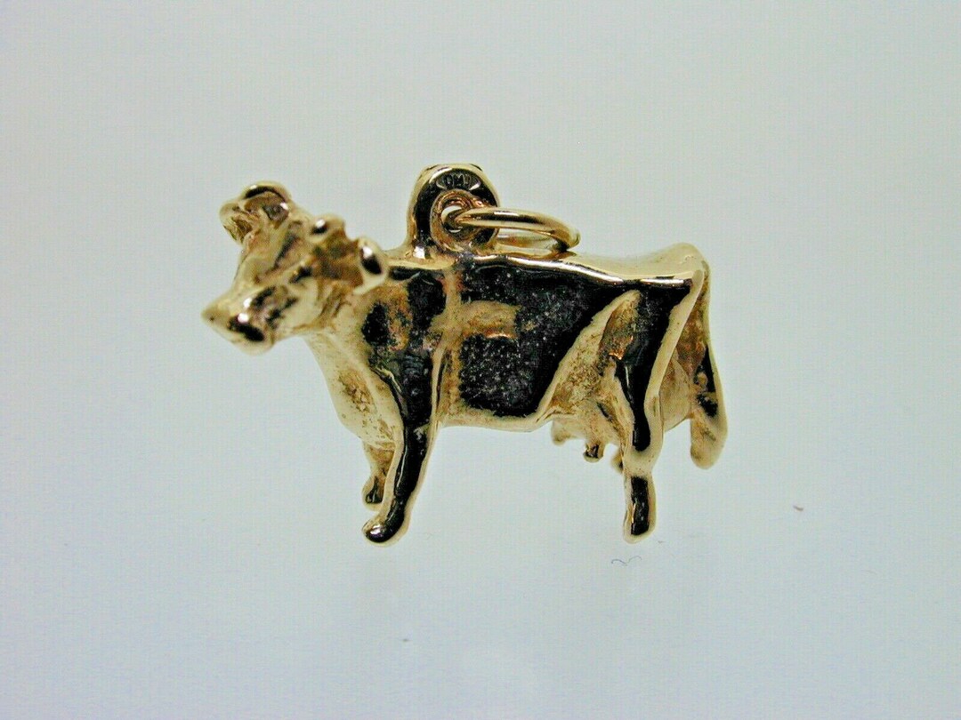 Vintage 9 Carat Yellow Gold Cow Charm Solid 3.1 Grams 19 X 15 X 5 Mm - Etsy
