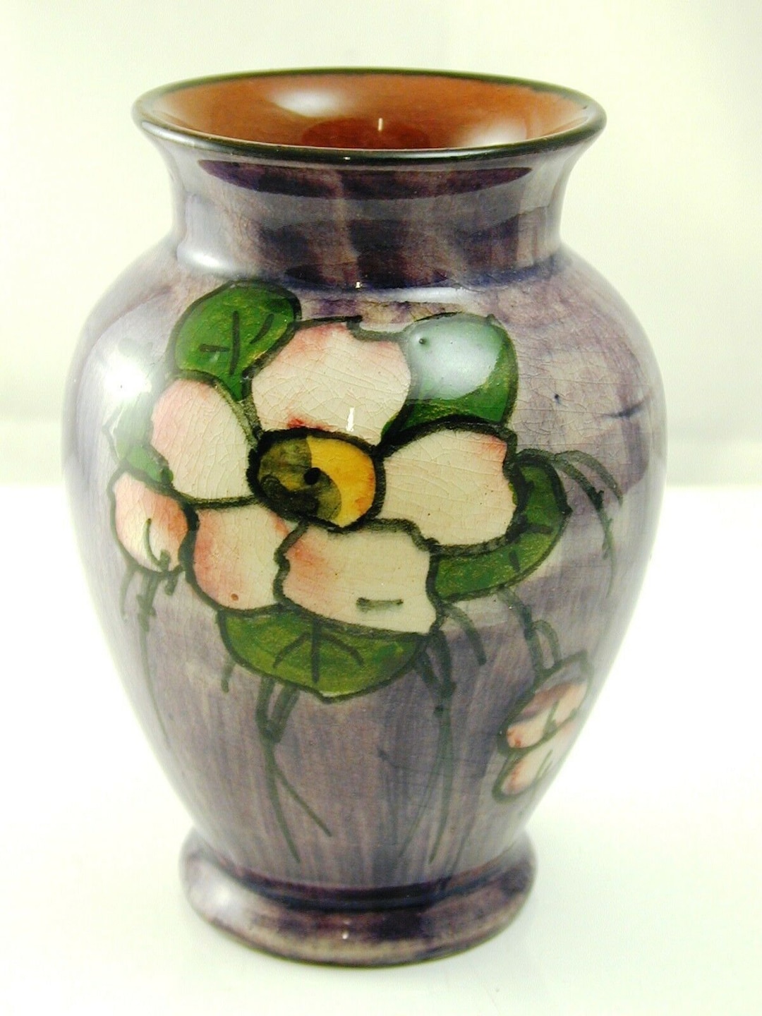 Vintage Torquay Ware Vase Flower Design on Purple 11cm - Etsy