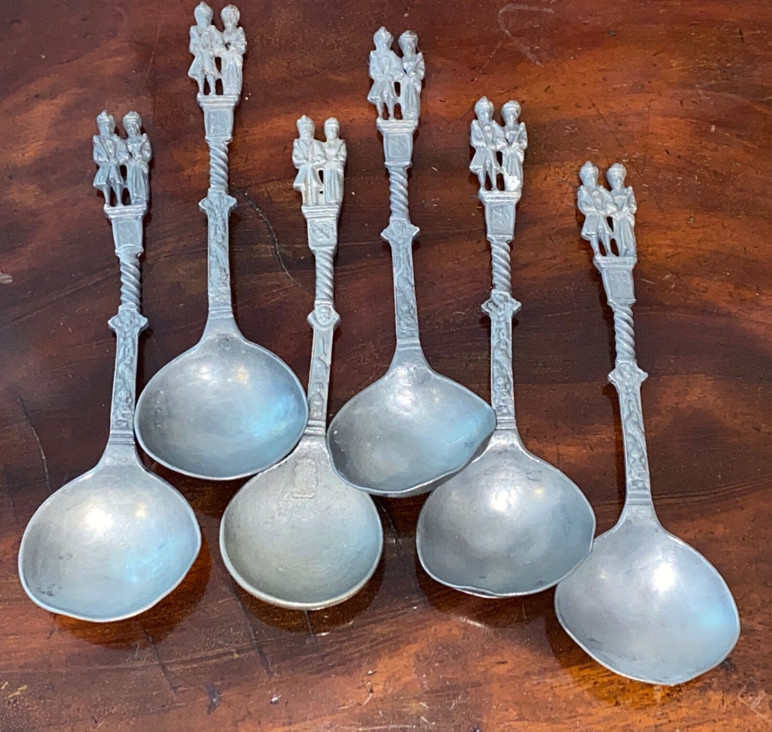 Antique Traditional Dutch Pewter Wedding / Marriage / Pilgrim Spoons ...