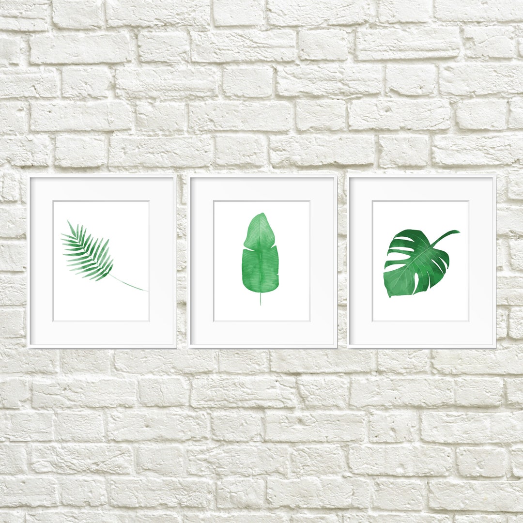 Palm Leaf Prints Watercolor Modern Printables Modern Prints Instant ...
