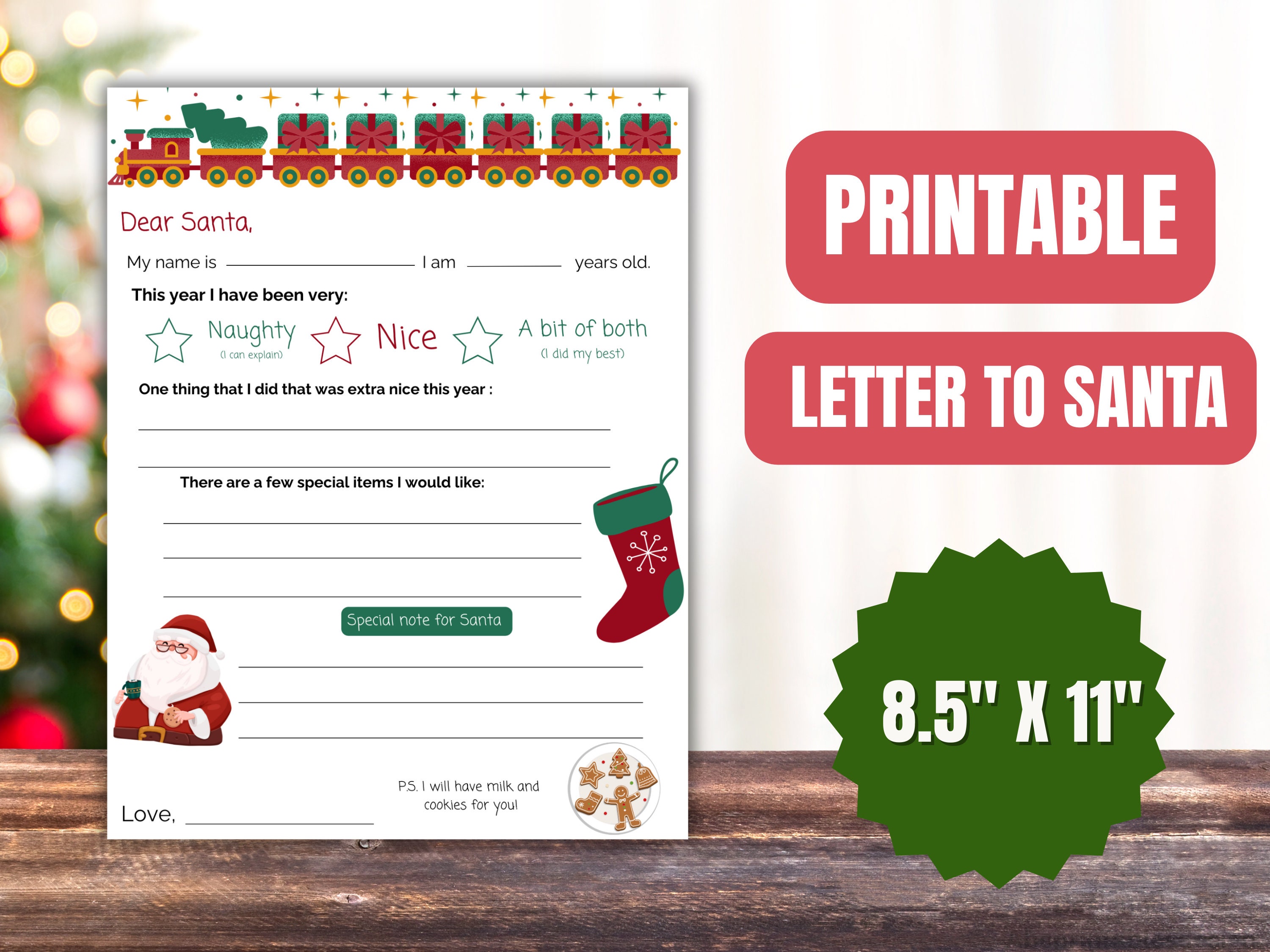 Printable Letter to Santa Kids Activity Festive Holiday Fun - Etsy