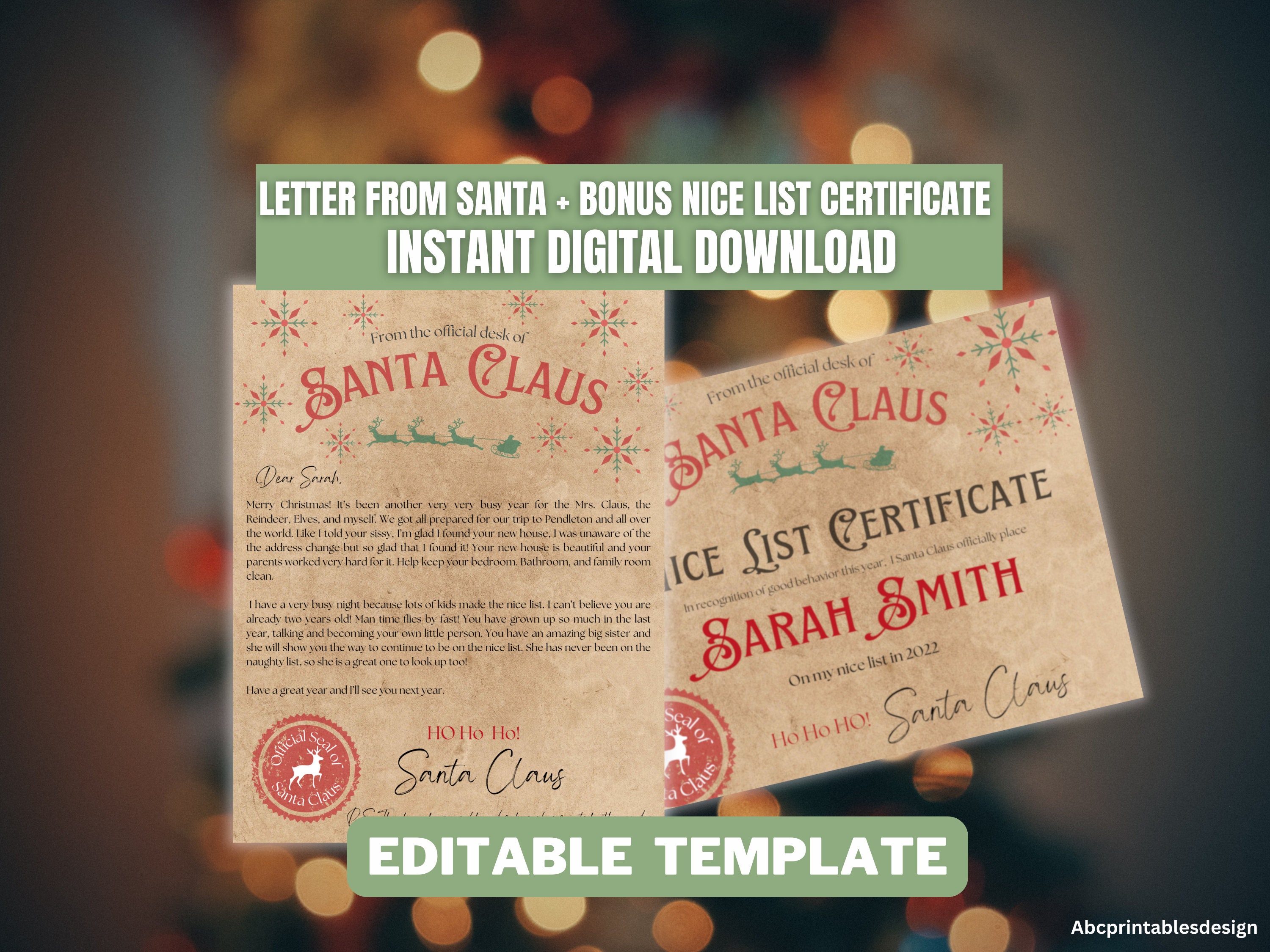 Official Letter From Santa Bundle: Personalized Letter & Nice List ...