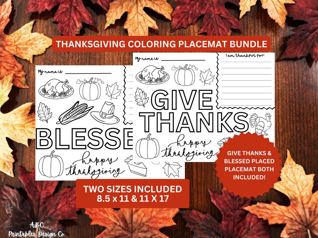 Printable Thanksgiving Placemat Bundle - Set of Two Festive and Fun ...