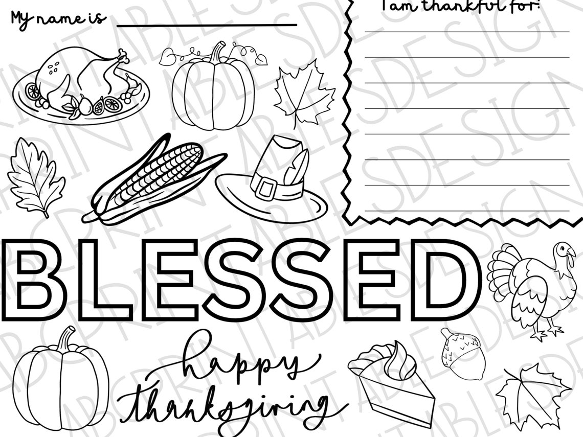 Printable Thanksgiving Placemat Bundle - Set of Two Festive and Fun ...