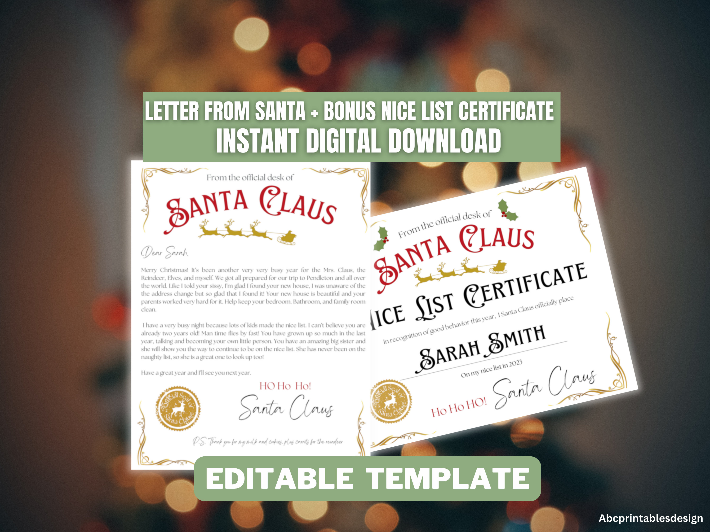 Official Letter From Santa Bundle: Personalized Letter & Nice List ...