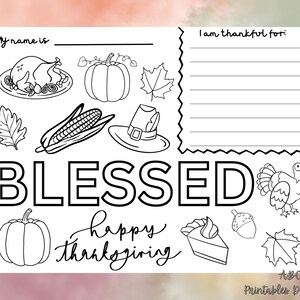 Printable Thanksgiving Placemats, 8.5x11 and 11x17, Thanksgiving ...