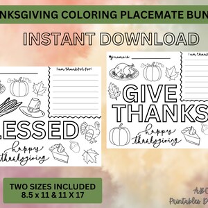Printable Thanksgiving Placemat Bundle - Set of Two Festive and Fun ...