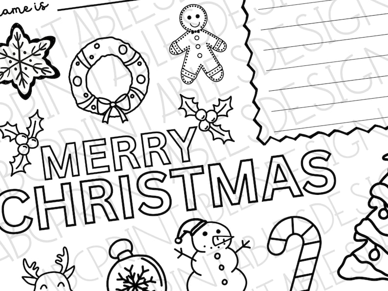 Printable Christmas Coloring Placemat for Kids - Fun Holiday Activity ...