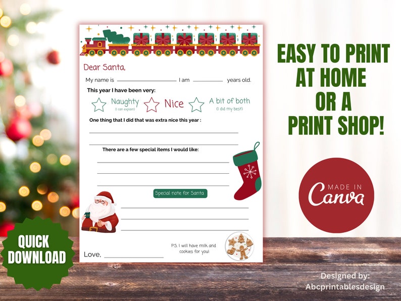 Printable Letter to Santa Kids Activity - Festive Holiday Fun for ...
