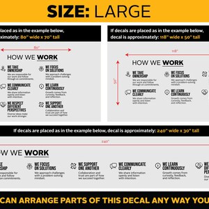 How We Work Wall Decal With Icons – Modern Company Principles, Office ...