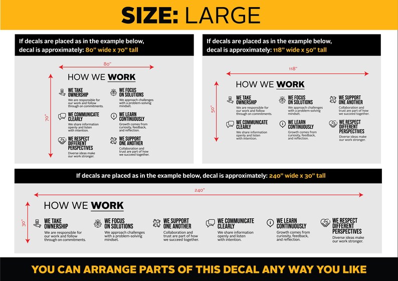 How We Work Wall Decal With Icons – Modern Company Principles, Office ...