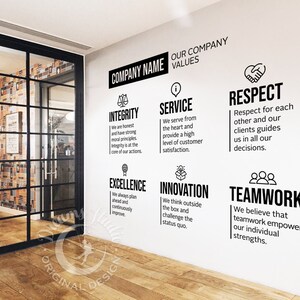 CUSTOMIZABLE COMPANY VALUES Wall Vinyl Decal, Add Your Company Name ...