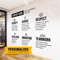 Customizable Company Values Large Wall Decal - Our Values Select 5 ...