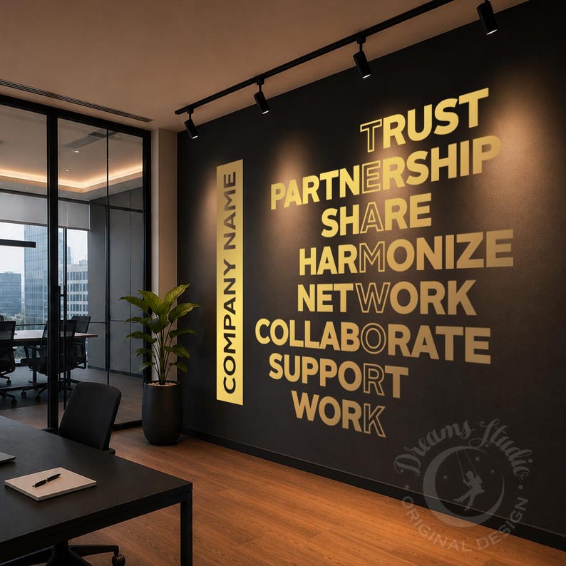 Personalized Teamwork Wall Decal, Add Your Company Name, Core Values ...