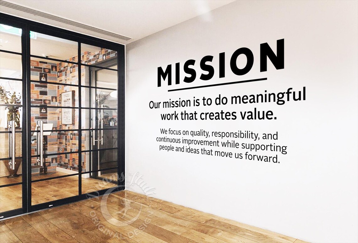 Mission Statement Wall Decal – Modern Office Culture Decor, Custom Text ...