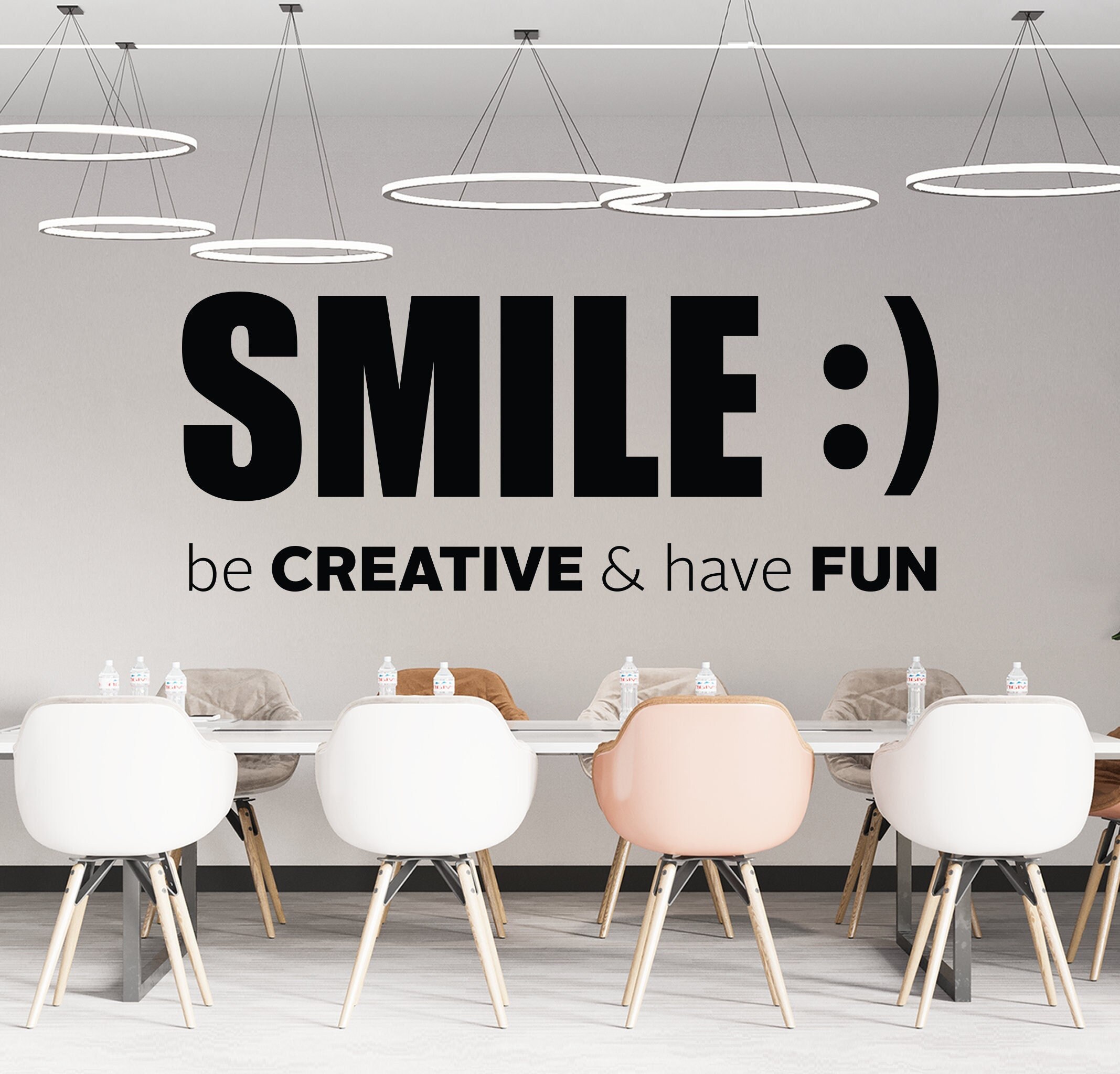 Office Wall Decal: Smile, Be Creative, Have Fun - Inspirational Vinyl ...