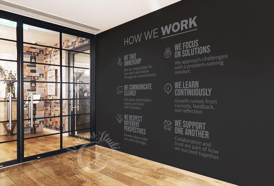 How We Work Wall Decal With Icons – Modern Company Principles, Office ...