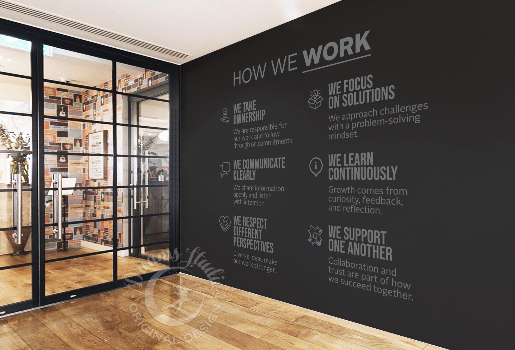 How We Work Wall Decal With Icons – Modern Company Principles, Office ...