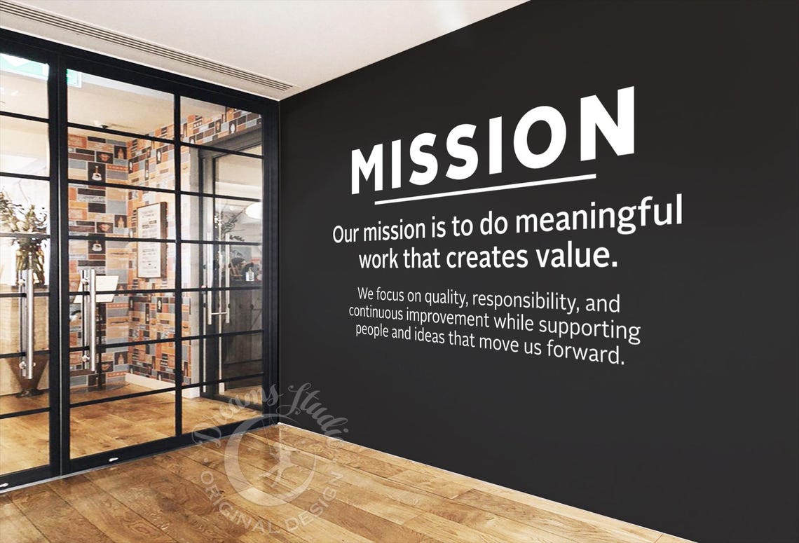 Mission Statement Wall Decal – Modern Office Culture Decor, Custom Text ...