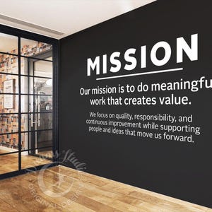 Mission Statement Wall Decal – Modern Office Culture Decor, Custom Text ...