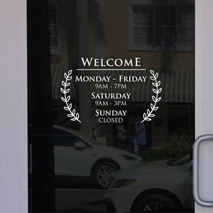 Custom Store Hours, Business Hours, Opening Hours, Work Hours Decal for ...